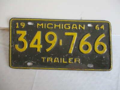 1964 Michigan License Plate Tag 349 766 trailer | eBay