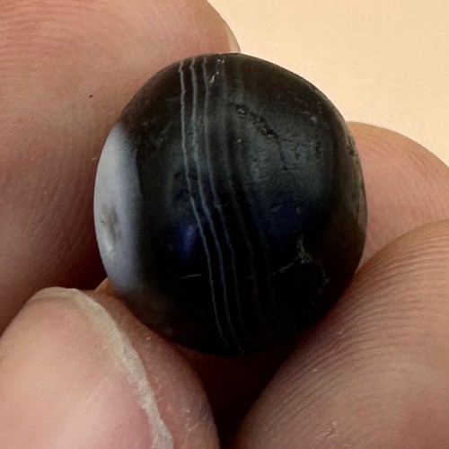 Ancient Central Asian Round Agate stone Dzi Bead with multiple stripes ...