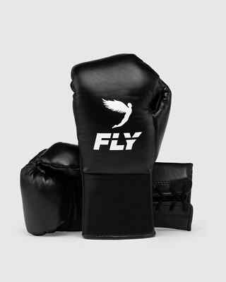Fly Boxing Gloves Super Laces Type Black Sparring Gloves in Cowhide ...
