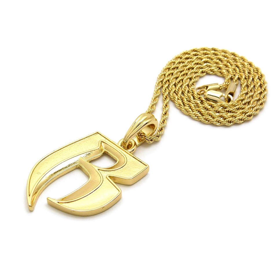 NEW 'R' RUFF RYDERS PENDANT & 24" BOX/CUBAN/ROPE CHAIN HIP HOP NECKLACE ...