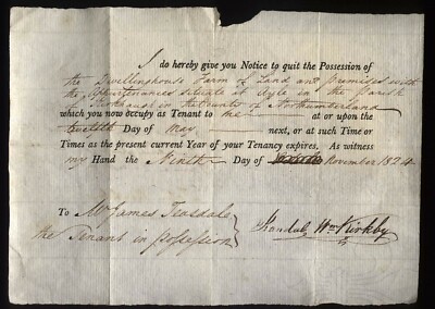 1824 Ayle Bien Maison- Kirkhaugh, Northumberland, James Teasdale Quit ...