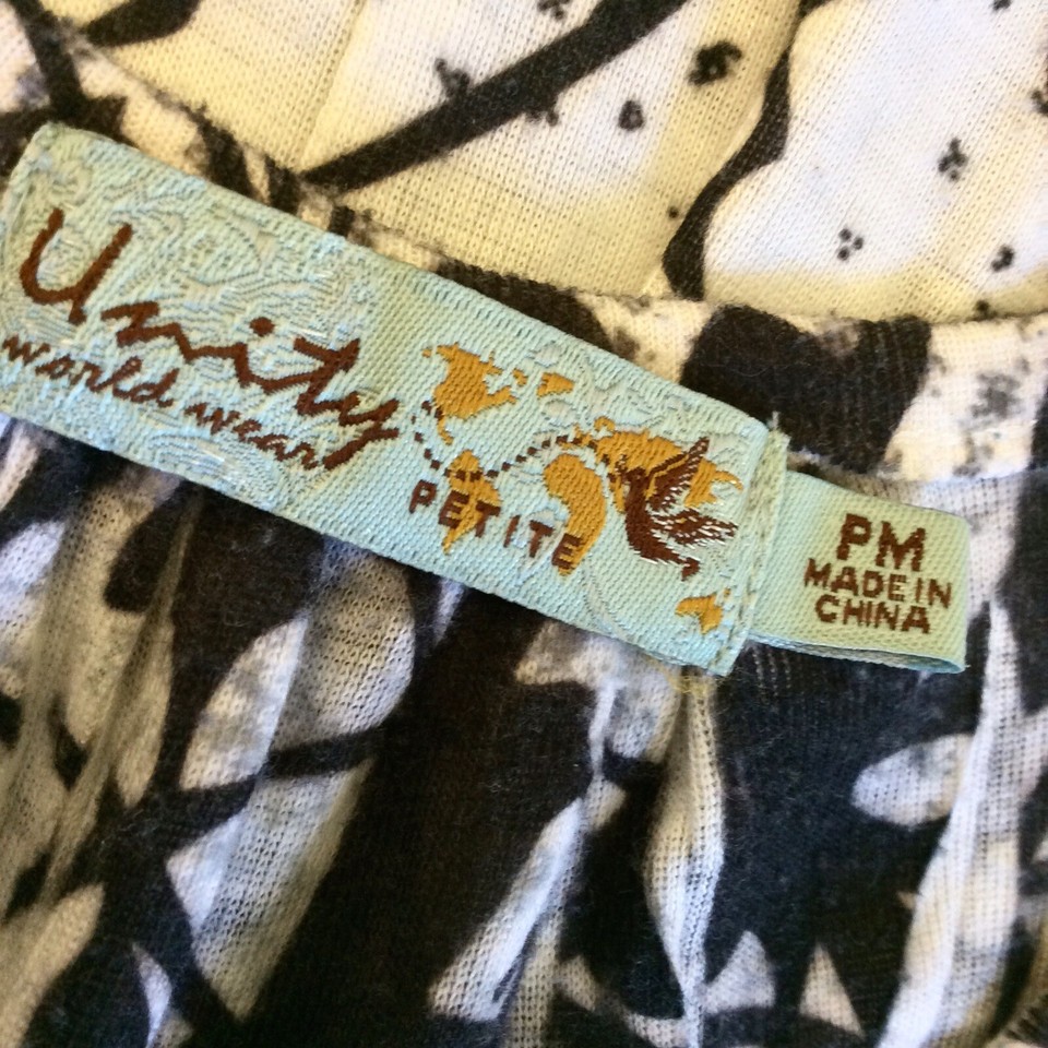 UNITY WORLD WEAR Black & White Cap Sleeve V Neck Blouse Shirt Tunic Top ...