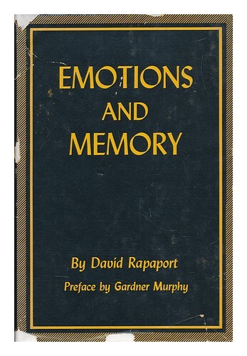 RAPAPORT, DAVID Emotions and Memory / by David Rapaport 1950 Hardcover | eBay
