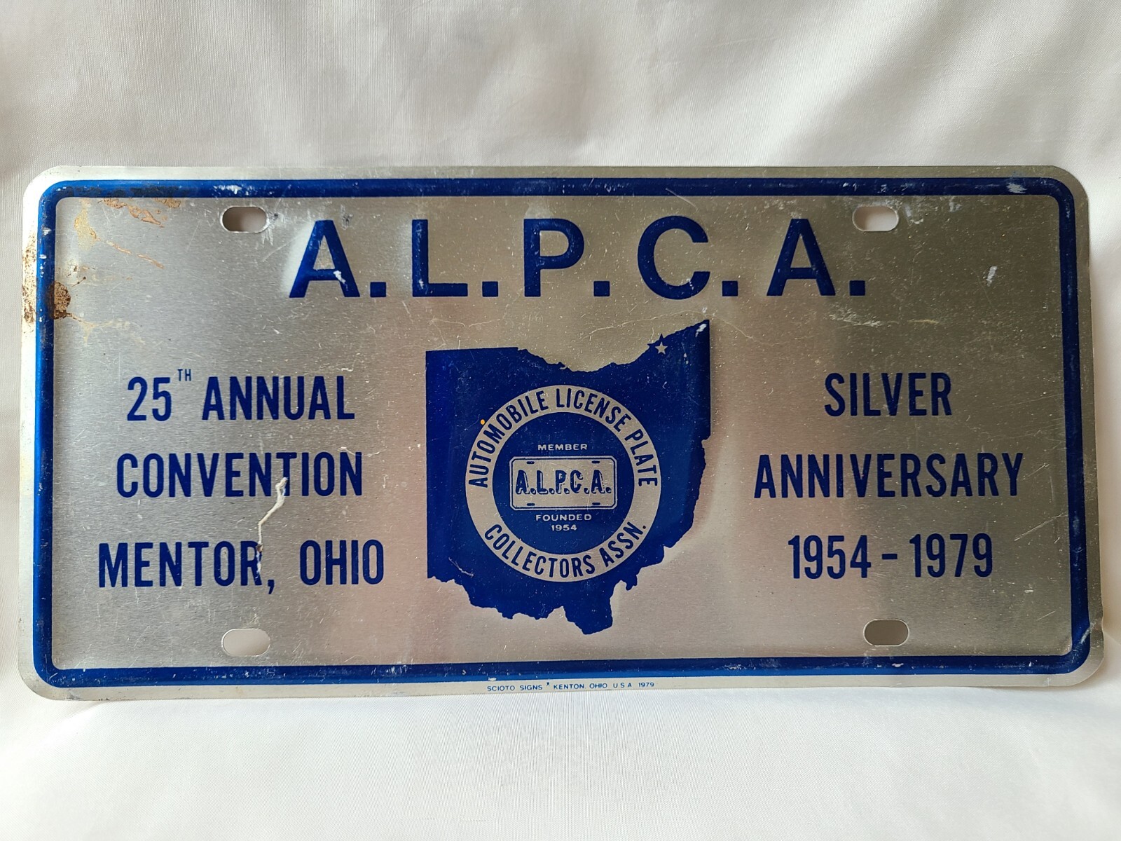 1979 Ohio Mentor Silver Annivesary ALPCA Souvenir Booster License Plate ...
