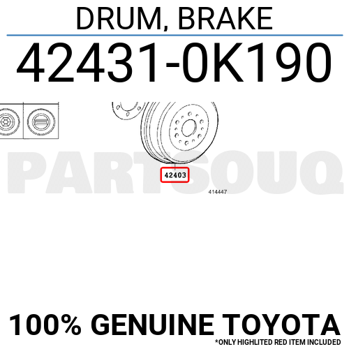 424310K190 Genuine Toyota DRUM, BRAKE 42431-0K190 | eBay