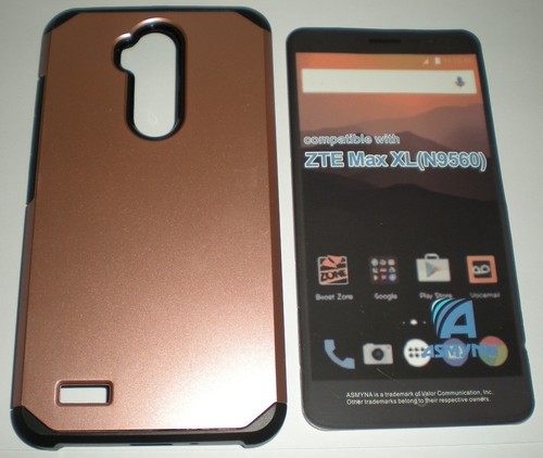 ZTE Max XL (N9560) Dual Layer Hybrid Hard Case, Gold & Black, Brand New ...