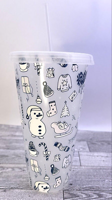 NEW Color Changing Cold Plastic Cup Winter Theme With lid and Straw ...