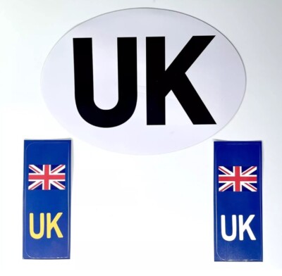 UK Car Stickers Euro Travel, Number Plate(1PC UK Oval+2PCS) Union Jack ...
