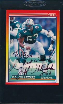 1990 Score #258 Jeff Uhlenhake Dolphins Signed Auto *52462 | eBay