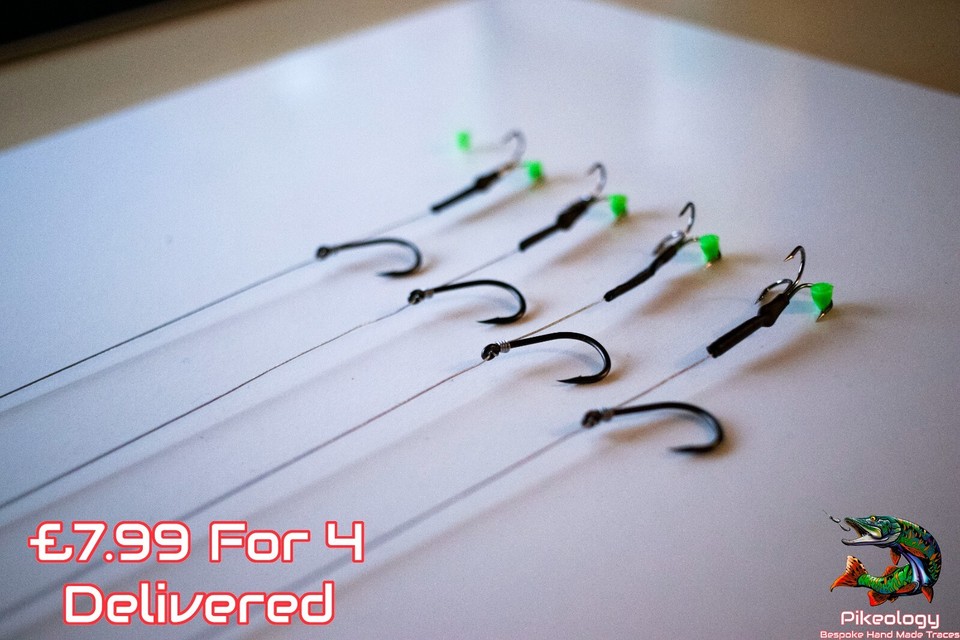 Zander / Perch Single Hook & Treble Predator Rig DeadBait Wire Trace ...