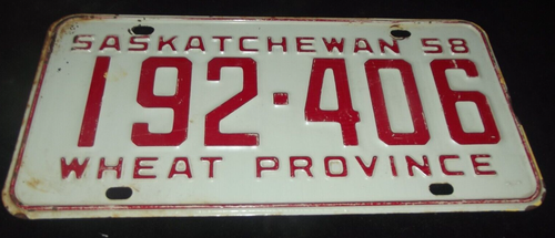 1958 SASKATCHEWAN LICENSE PLATE 192-406 | eBay
