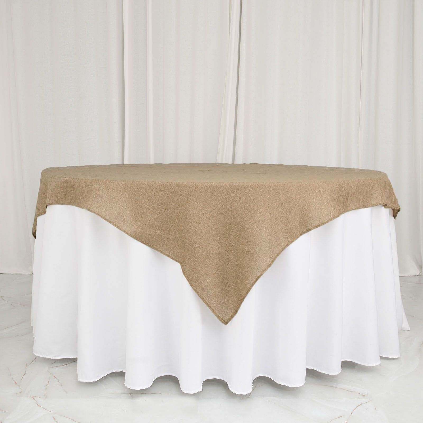 NATURAL 72x72" Faux Burlap Square Table Overlay Wedding Decorations | eBay