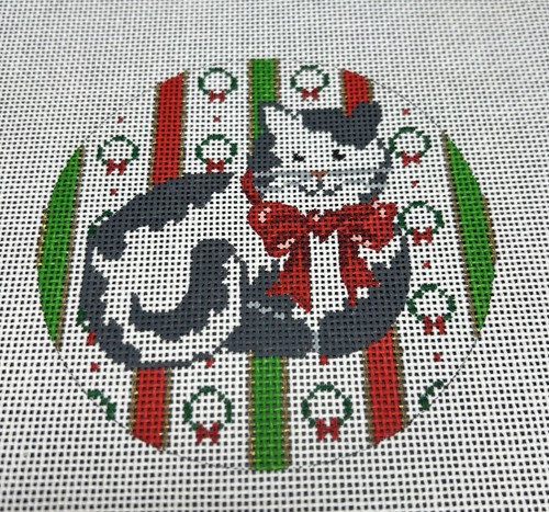 CAROL DUPREE HAND PAINTED NEEDLEPOINT CANVAS CHRISTMAS KITTY ORNAMENT ...