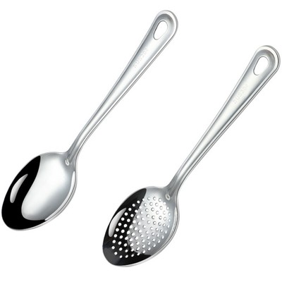 2 Pcs Dining Spoon Set Buffet Serving Utensils to Take Food Perforated ...