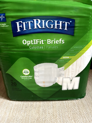 Medline Fit Right OptiFit Briefs-20 QTY-Size M-32-44 in.-Breathable ...