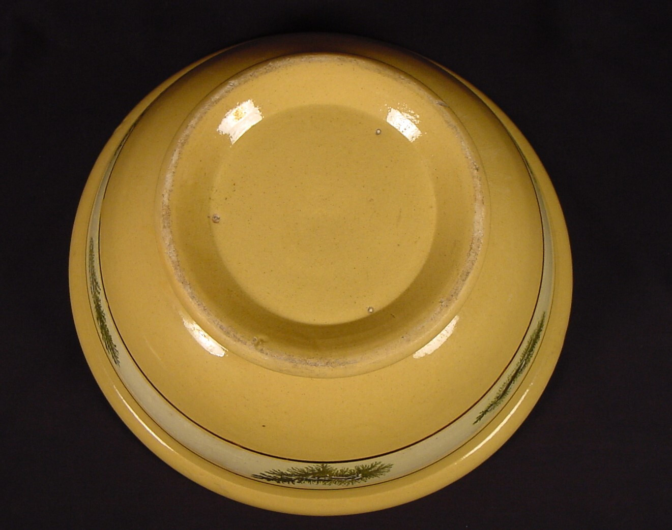 RARE ANTIQUE 1860 JEFFORDS GREEN 13 ½” MOCHAWARE BOWL YELLOW WARE MOCHA ...