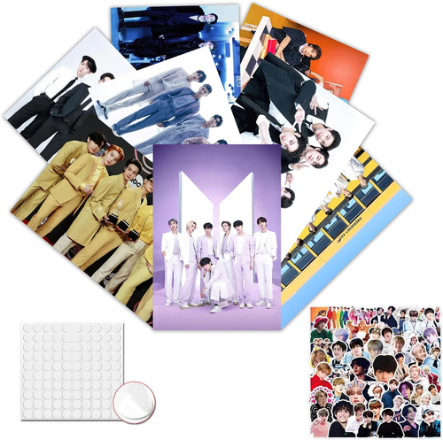 Kpop Posters (8-Pcs with Idol Group Stickers 50Pcs and Glue Dots) 11.2 ...