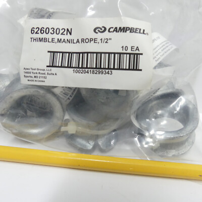 Qty 10: Campbell HD Galvanized 1/2" Round Manilla Rope Strap Thimble | eBay