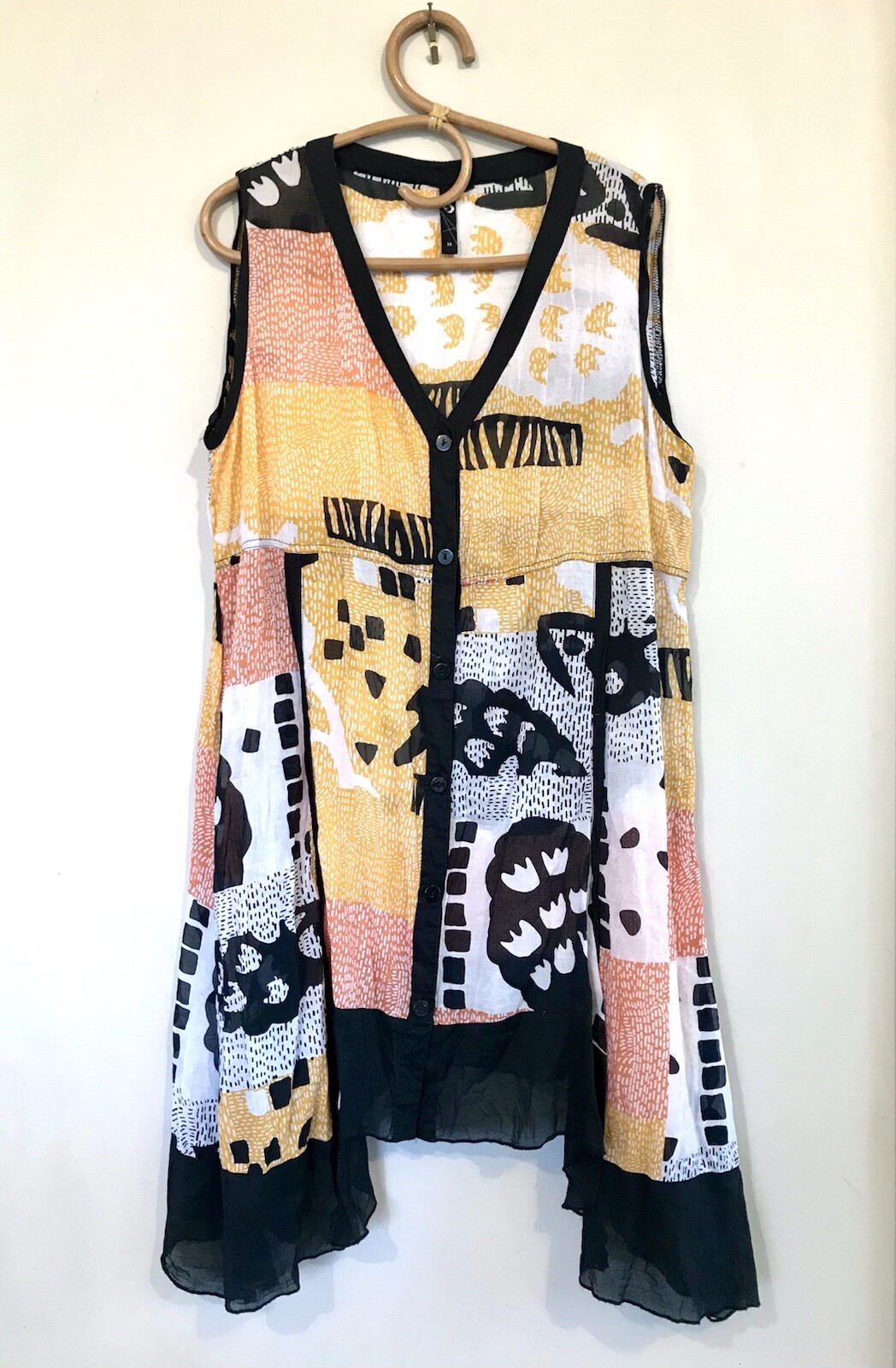 Taking Shape TS 14 Womens Top Tunic Button Down Thin Floaty Boho Yellow ...