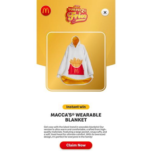 Factory Sealed Mcdonalds (Macca's Wearable Blanket) Instant Win Prize ...