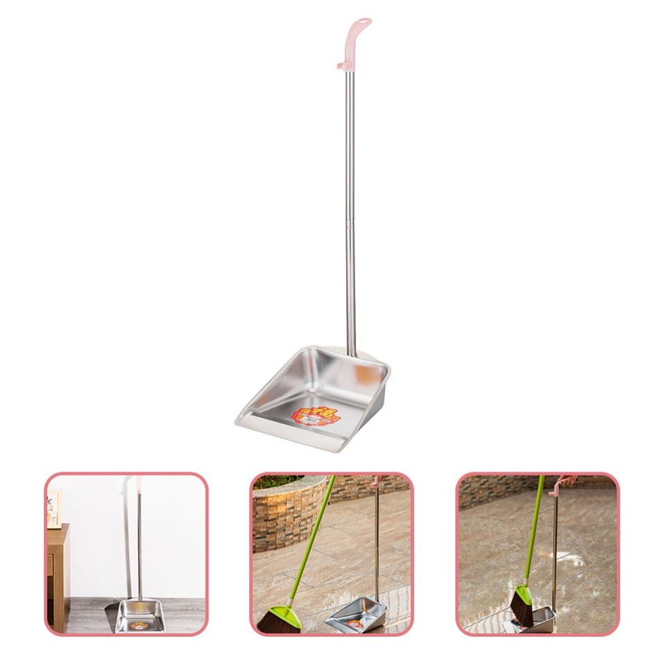 Stainless Steel Garbage Bin Dust Pans Office Dustpan with Handle Heavy ...