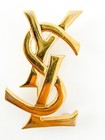 VINTAGE YSL BROOCH PIN YVES SAINT LAURENT GOLD TONE YSL LOGO | eBay