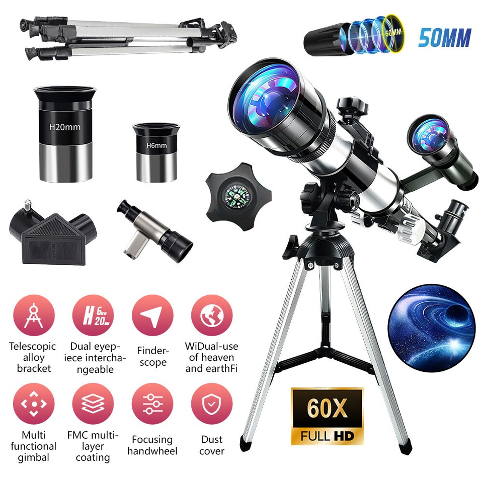 60X Telescope 50mm Aperture 360mm Astronomical Refracting Telescopes ...