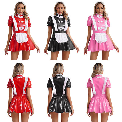 Women Costume Frisky Dress Wet Look Nightwear Cosplay Fancy Dresses ...