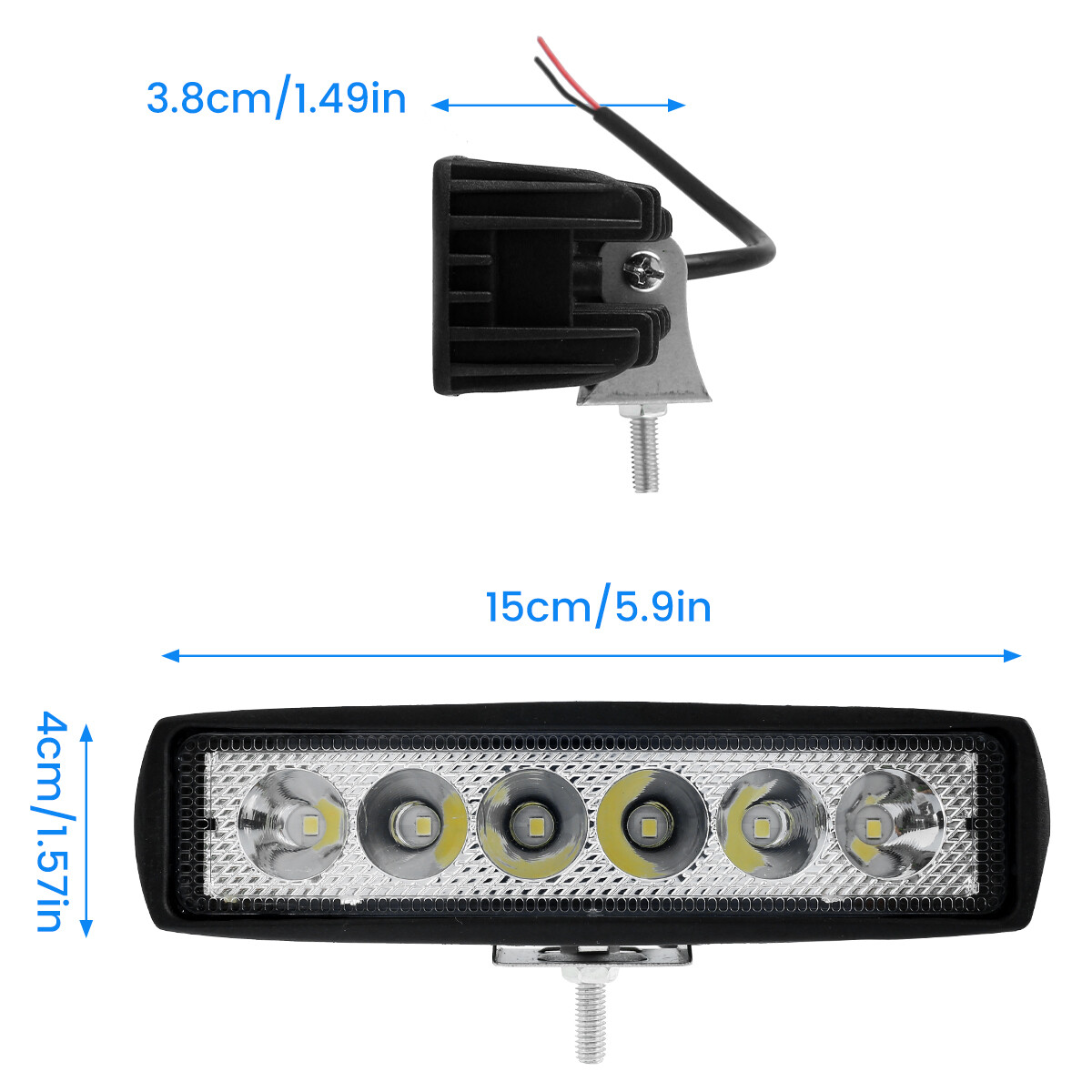 1/2Pcs 12V 18W 6000K Car LED Work Light Super Bright Lamp IP67 ...