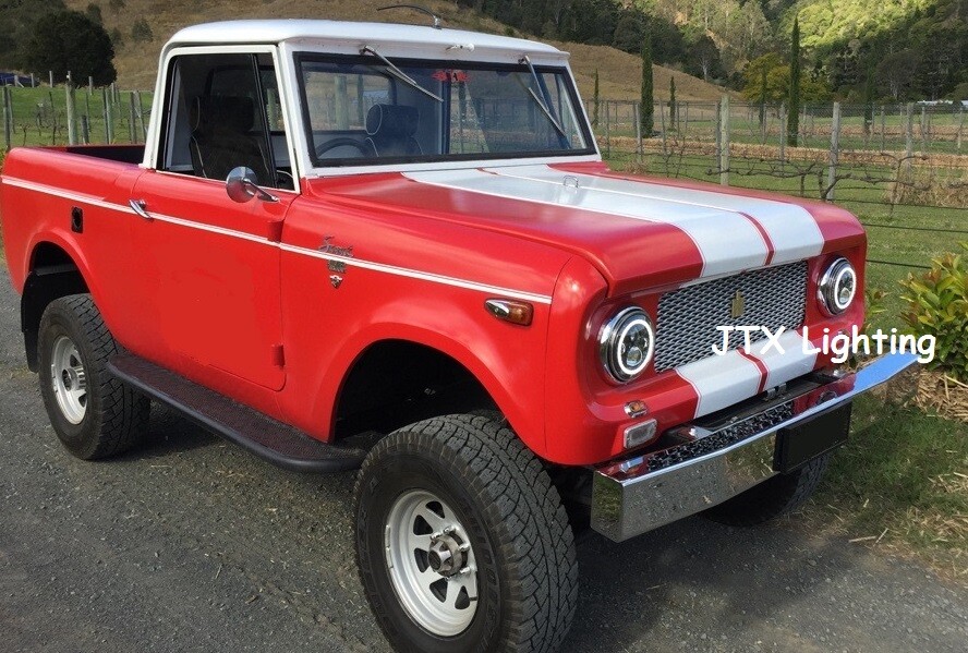 1pr JTX 7" LED Chrome Lights BLUE and WHITE Suzuki Sierra SJ80 SJ80V ...