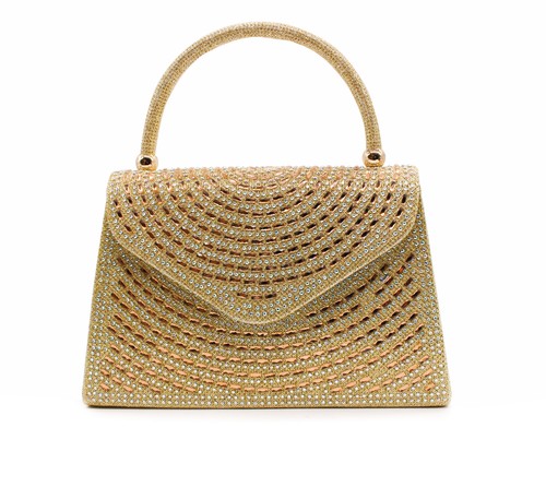 Ladies Shiny Gold Clutch Bag Women's Party Wedding Bridal Prom Evening ...