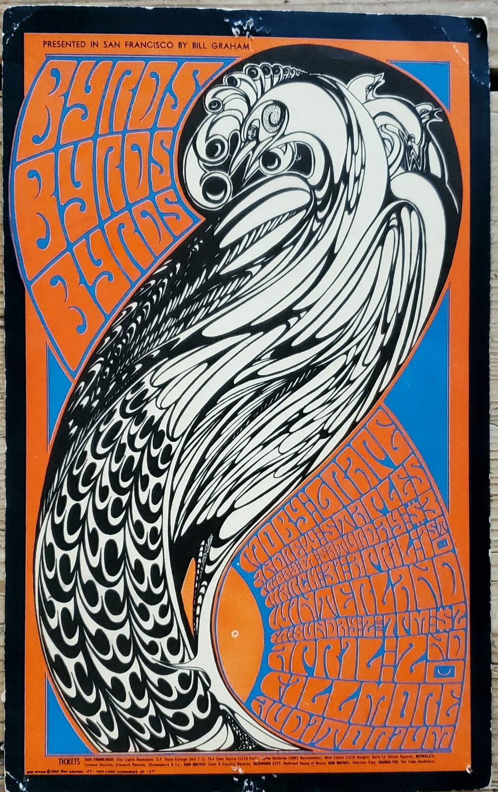 BYRDS Moby Grape Andrew Staples Fillmore Winterland Concert Handbill ...