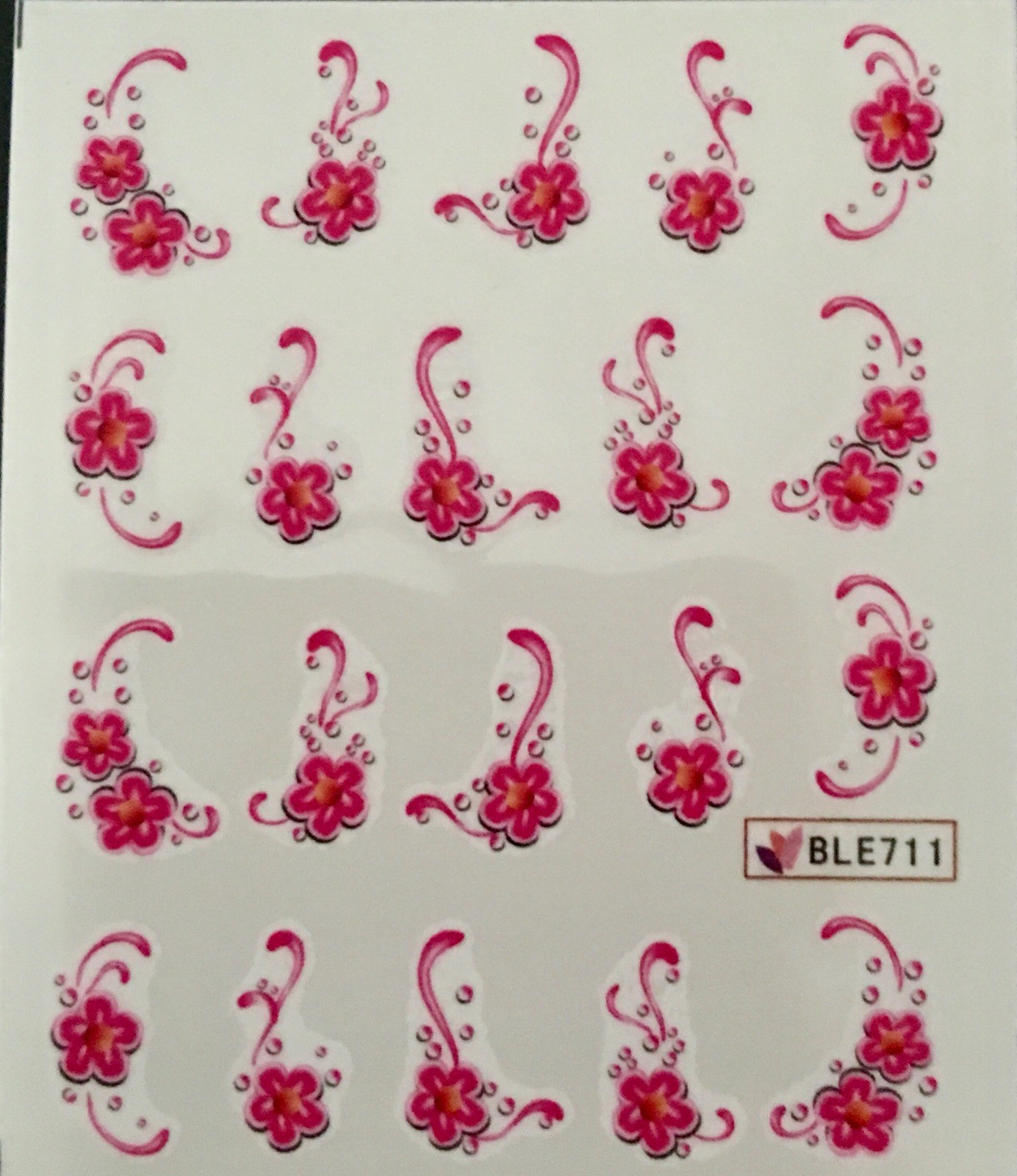 Pink Flowers Nail Art Water Decals Transfer Stickers Manicure