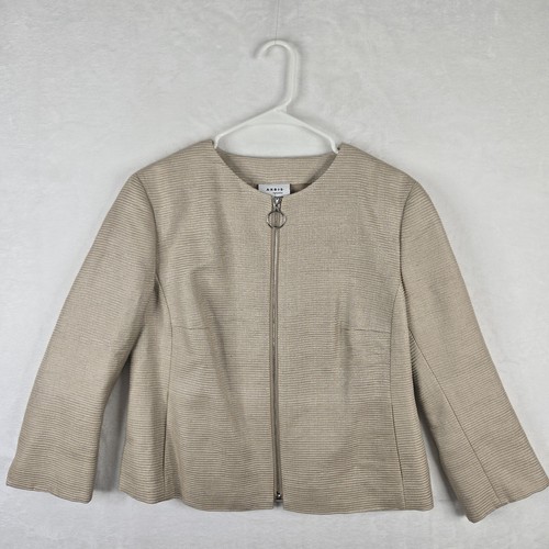 Akris Punto Saks Womens Gold 100% Mulberry Silk Full Zip Jacket Size 12 ...