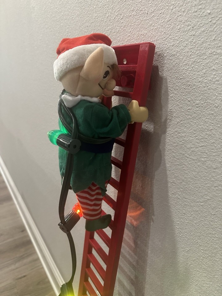 Mr. Christmas 43" Animated Super Climbing Elf Red Ladder Christmas ...