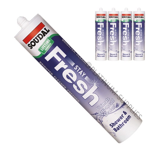 4x SOUDAL STAY FRESH ANTI MOULD SILICONE SEALANT KITCHEN SHOWER ...