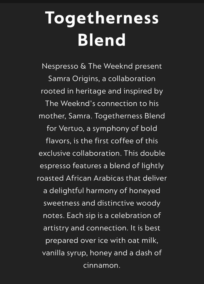Nespresso Vertuo Samra Origins by THE WEEKND -Togetherness Blend - 1 ...