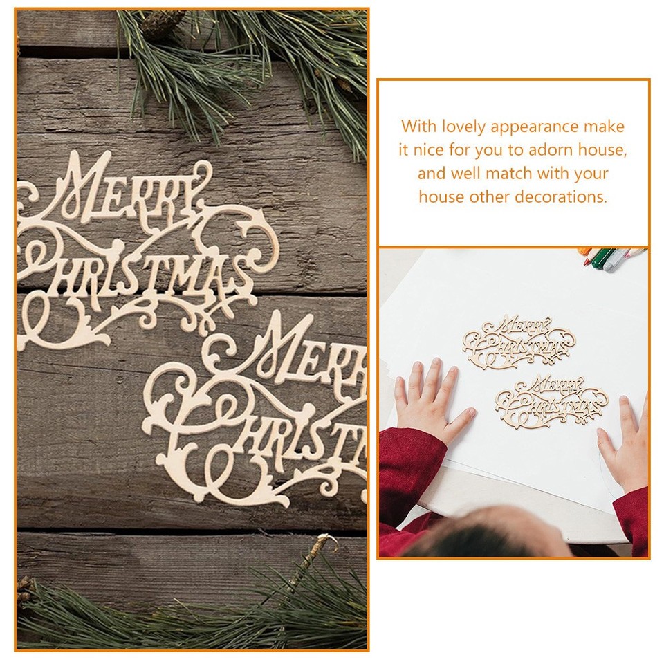 10pcs Merry Christmas Unfinished Cutouts Wood Christmas Blank Sign ...
