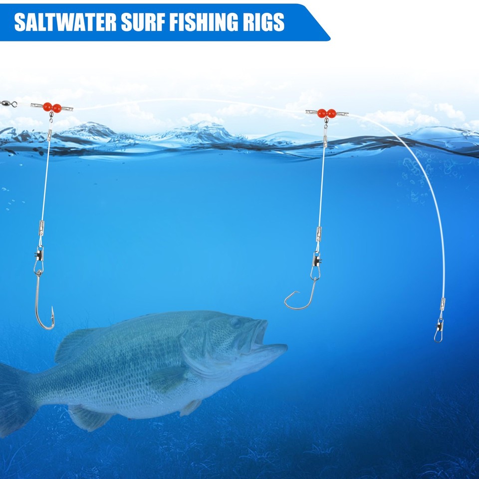 Saltwater Fishing Tackle Kit w/ Pyramid Sinkers Hooks Bottom Rigs Ocean ...