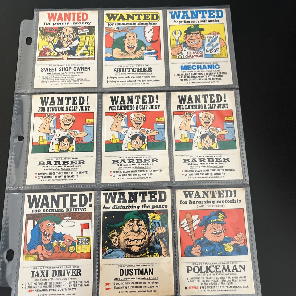 Topps Trade Cards 1976 Wanted Stickers 27 In This Lot | eBay UK