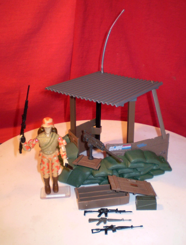 1986 GI JOE BATTLE STATION OUTPOST DEFENDER MACHINE GUN NEST+ GUNNER ...