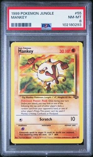 PSA 8 MANKEY 55 JUNGLE VINTAGE POKEMON NM MINT | eBay