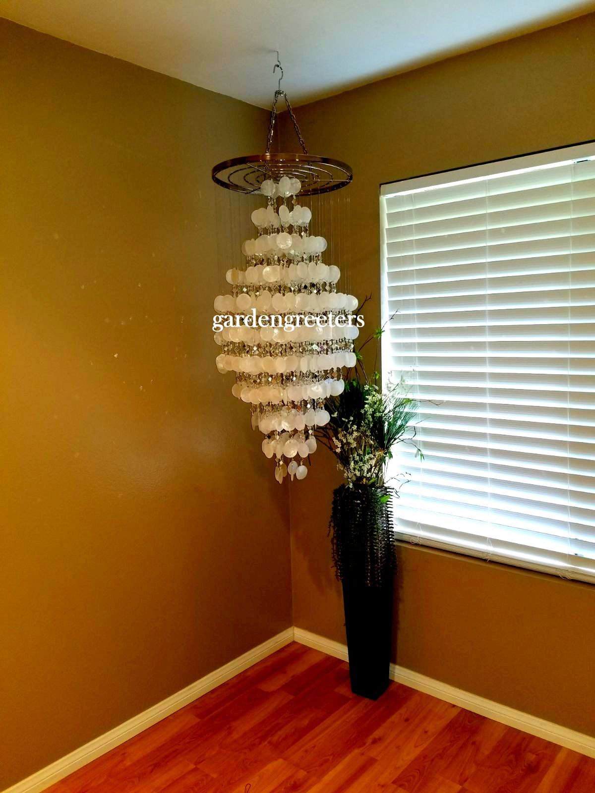 EXTRA LARGE CAPIZ SHELL CHANDELIER LIGHT CHROME/SILVER FRAME | eBay