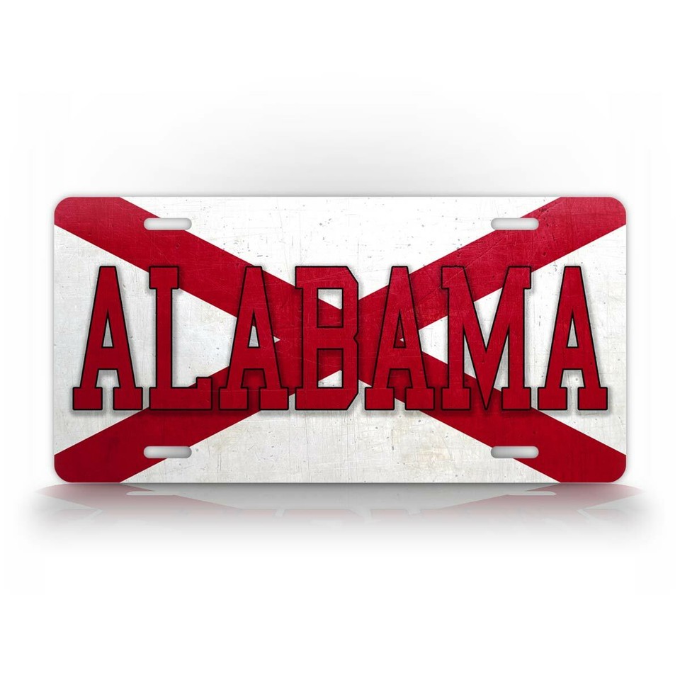 Alabama Flag Text Football License Plate College Silver Auto Tag | eBay
