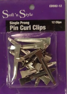 SOFT N STYLE SINGLE PRONG PIN CURL CLIPS 12 PACK —CD592-12 | eBay