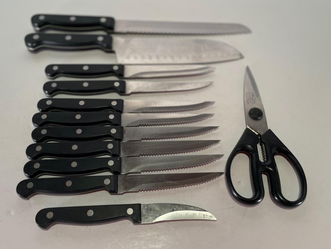 12 PC. CHICAGO CUTLERY 6 STEAK KNIVES SCISSORS CLEAVER PARING & UTILITY ...
