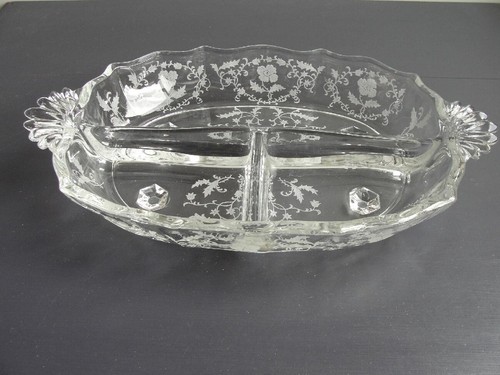 Fostoria Glass Etched Shirley Pattern on a Baroque Blank Divided Relish ...
