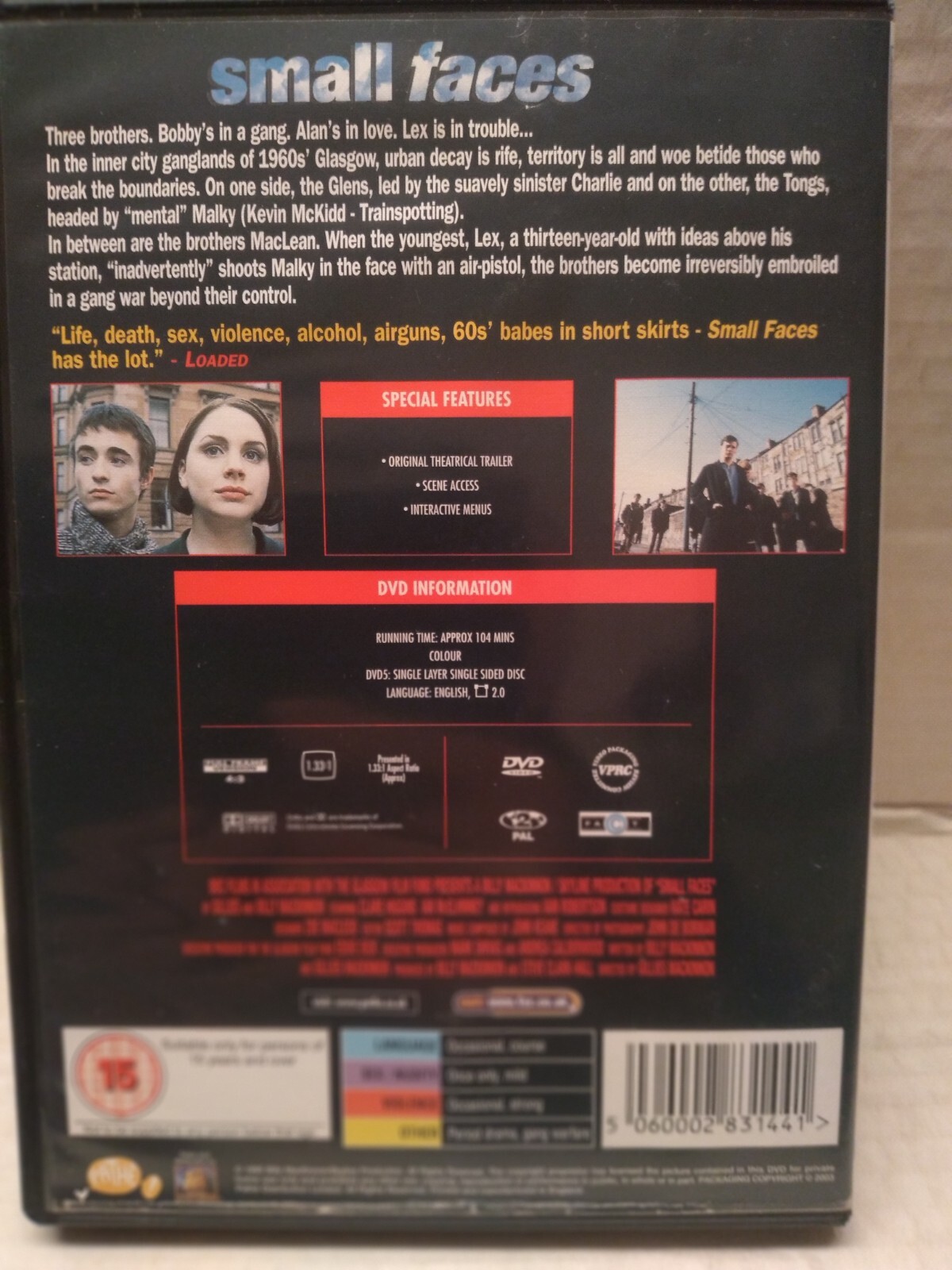 Small Faces DVD 1995 1960s Era Scottish Glasgow Youth Drama Film Movie ...