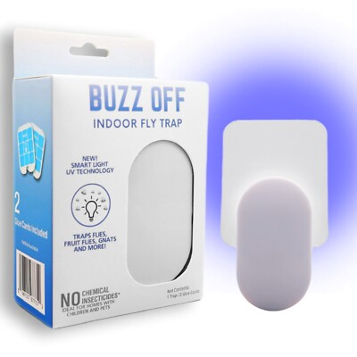 Buzz Off Indoor Fly Trap Plug-in Blue UV Light Flies, Gnats, Mosquitos ...