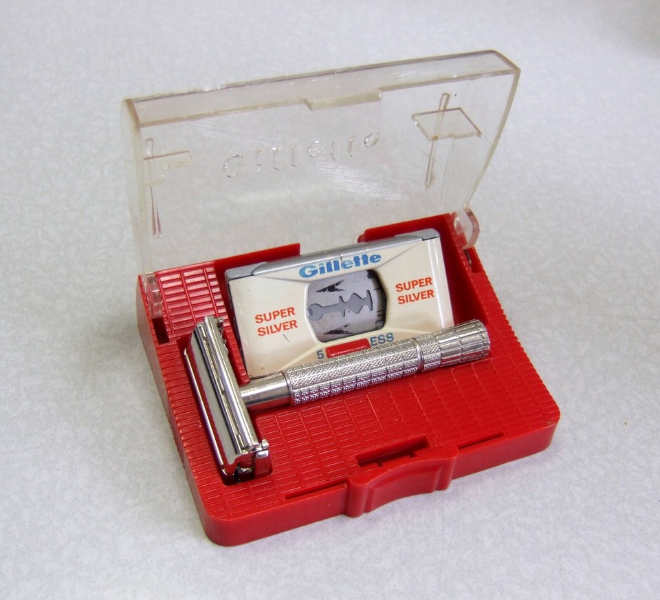 Vintage Z-2 1954 Gillette Super Speed Flare Tip DE Safety Razor Set in ...